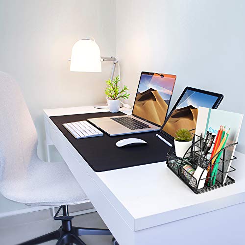 AUPSEN Desk Organizer, Mesh Office Supplies Desk Accessories, Features 5 Compartments + 1 Mini Sliding Drawer(Black)