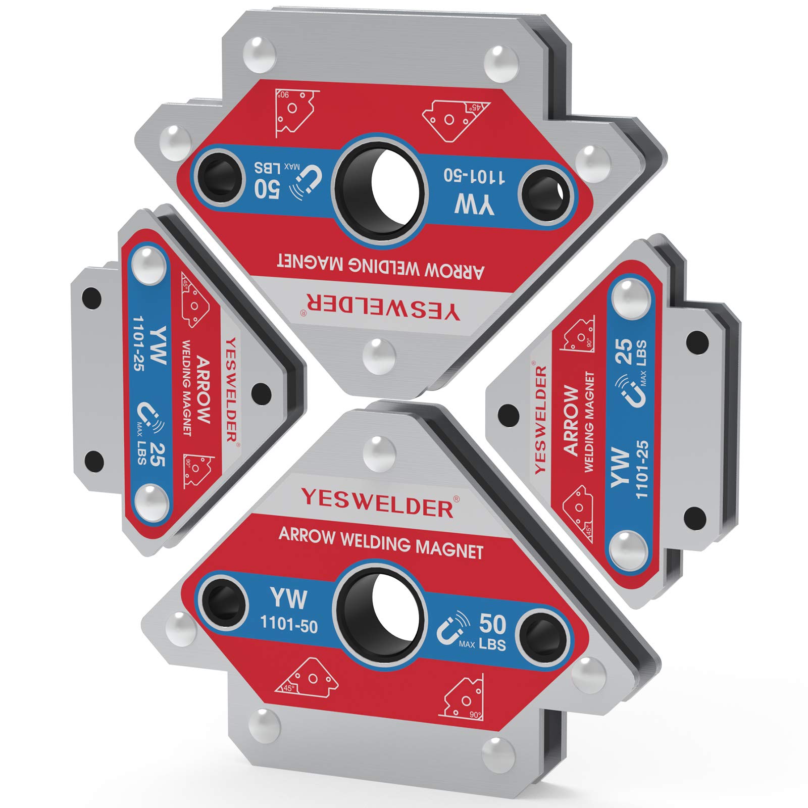 YESWELDER 25 LB & 50LB Welding Magnet-4 Pieces of Magnetic Welding Holder 25 LBS /50 LBs Holding Power Welding Accessories