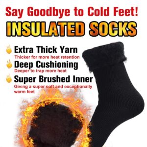 Busy Socks Winter Warm Thermal Socks for Men Women Extra Thick Insulated Heated Crew Boot Socks for Extreme Cold Weather, Medium, 1 Pair Black