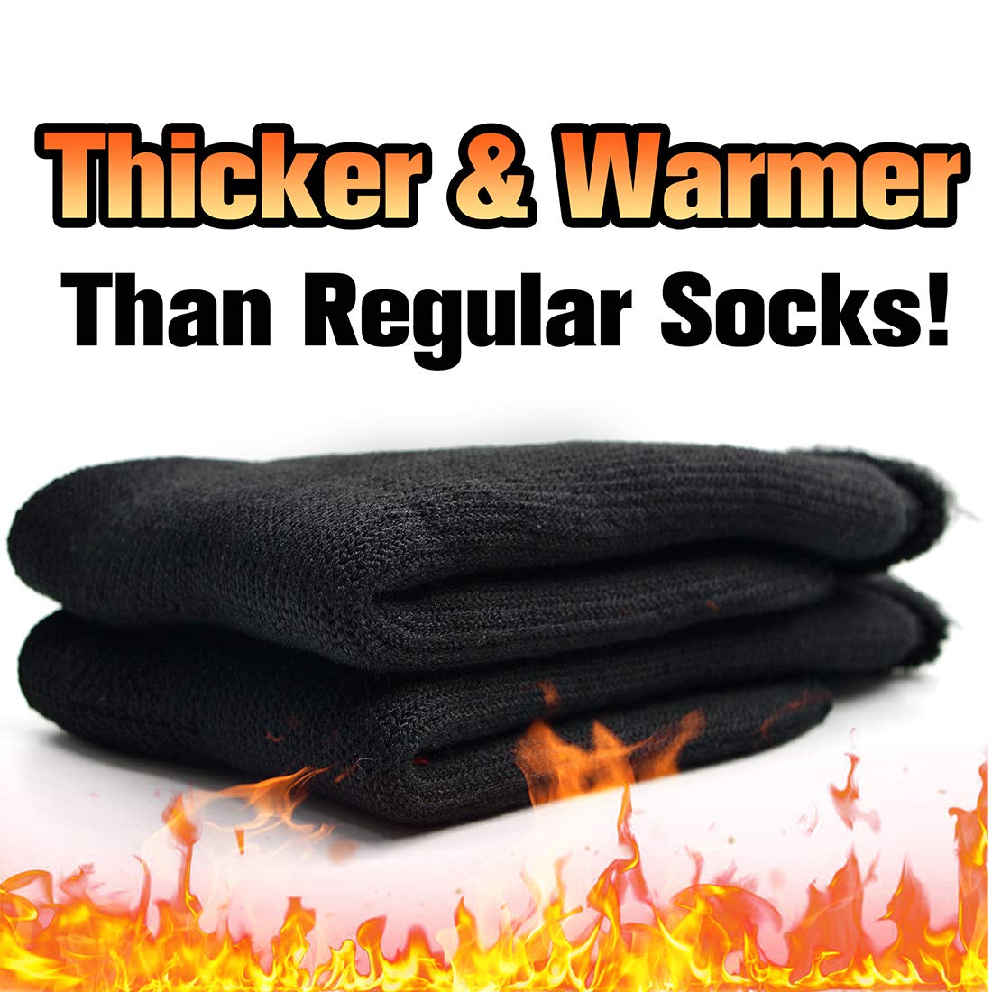 Busy Socks Winter Warm Thermal Socks for Men Women Extra Thick Insulated Heated Crew Boot Socks for Extreme Cold Weather, Medium, 1 Pair Black