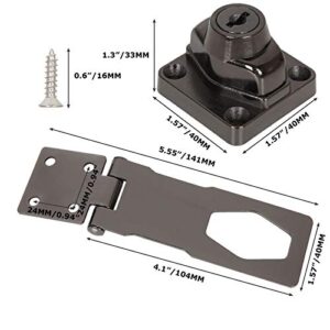 2 Pack 4 Inch Keyed Hasp Locks, Safety Hasp Locks with Keys, Cabinet Twist Knob Keyed Locking Hasp with Screws, Metal Safety Hasp Latches for Small Door Cabinet Drawers