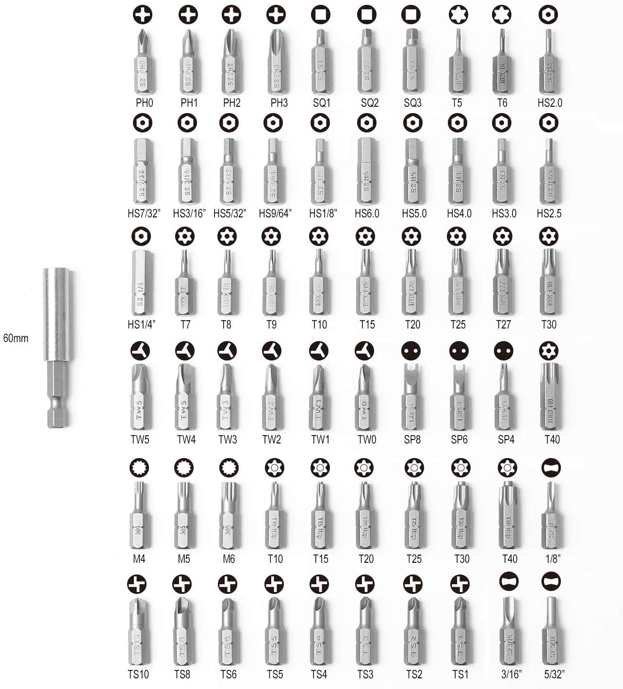 Protorq Security Screwdriver Bit Set, 61-Piece