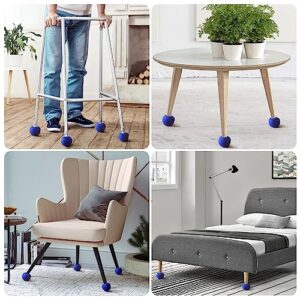 URBEST 4PCS Precut Walker Tennis Balls for Furniture Legs and Floor Protection (Blue)