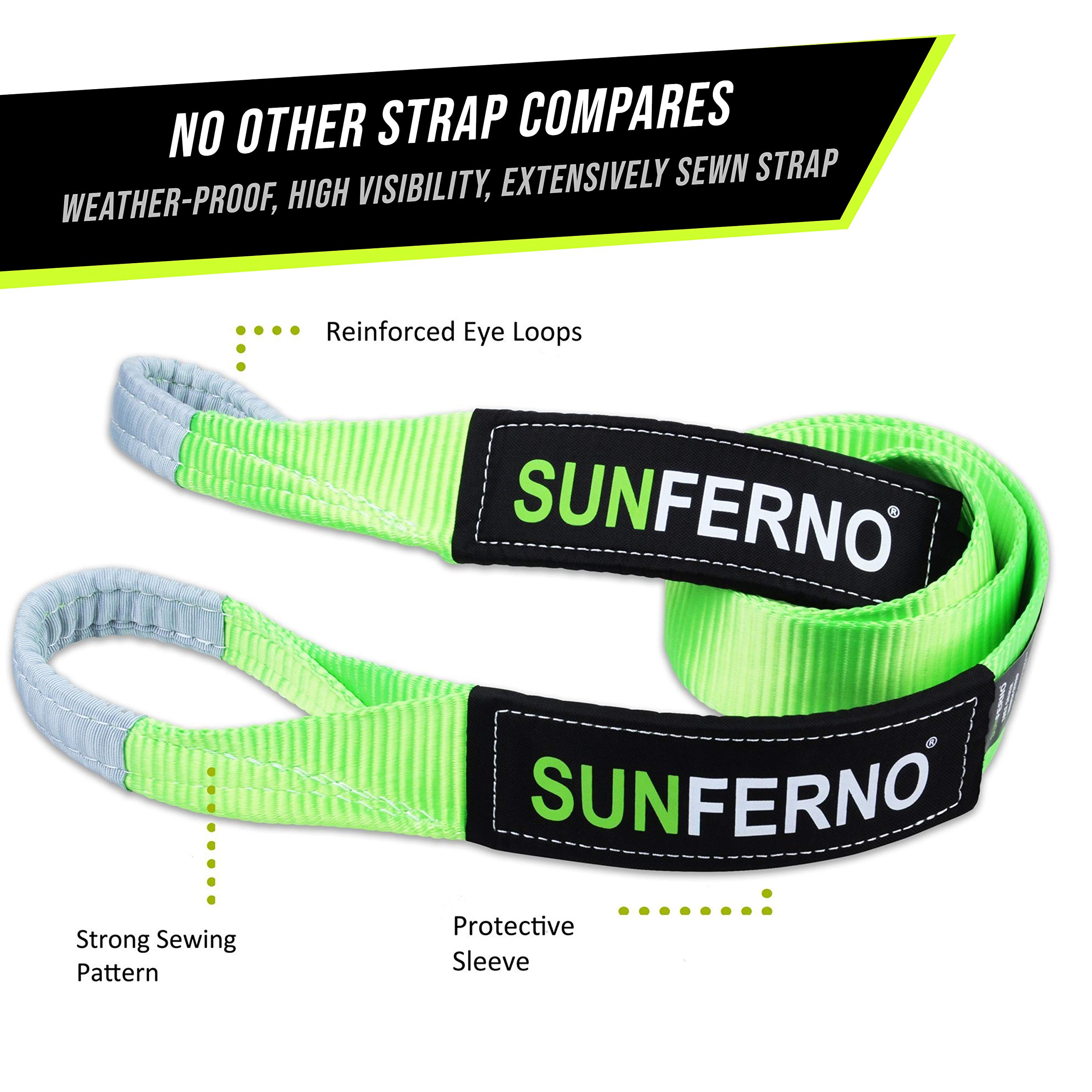 Sunferno Tree Saver Winch Strap 35,000 lbs Certified | Confidently Rig Your Winch Line | 3 inch x 8 Foot | Heavy Duty Emergency Off-Road Towing and Recovery Rope Winching Accessory for 4x4 and Truck