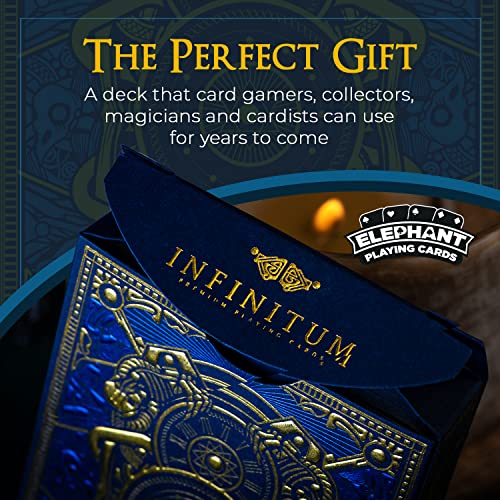 Infinitum Royal Blue & Gold Playing Cards, Deck of Cards with Free Card Game eBook, Premium Card Deck, Cool Poker Cards, Unique Bright Colors for Kids & Adults, Card Decks Games, Standard Size