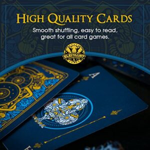 Infinitum Royal Blue & Gold Playing Cards, Deck of Cards with Free Card Game eBook, Premium Card Deck, Cool Poker Cards, Unique Bright Colors for Kids & Adults, Card Decks Games, Standard Size