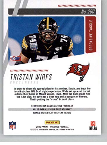 2020 Prestige NFL #260 Tristan Wirfs RC Rookie Tampa Bay Buccaneers Official Panini Football Trading Card