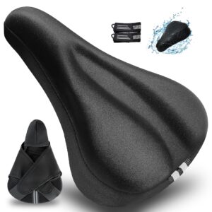 gel bike seat cushion cover extra soft padded bike seat cover for women men, most comfortable bike accessories fits peloton/mountain/stationary/road/spin class exercise bicycle indoor&outdoor cycling