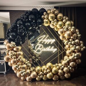 Bezente Gold Metallic Chrome Latex Balloons, 100 Pack 12 inch Gold Round Helium Balloons for Wedding Graduation Anniversary Baby Shower Birthday Party Decorations