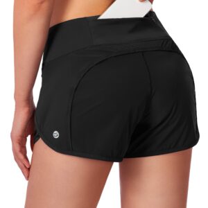 G Gradual Women's Running Shorts with Mesh Liner 3" Workout Athletic Shorts for Women with Phone Pockets(Black,Small)