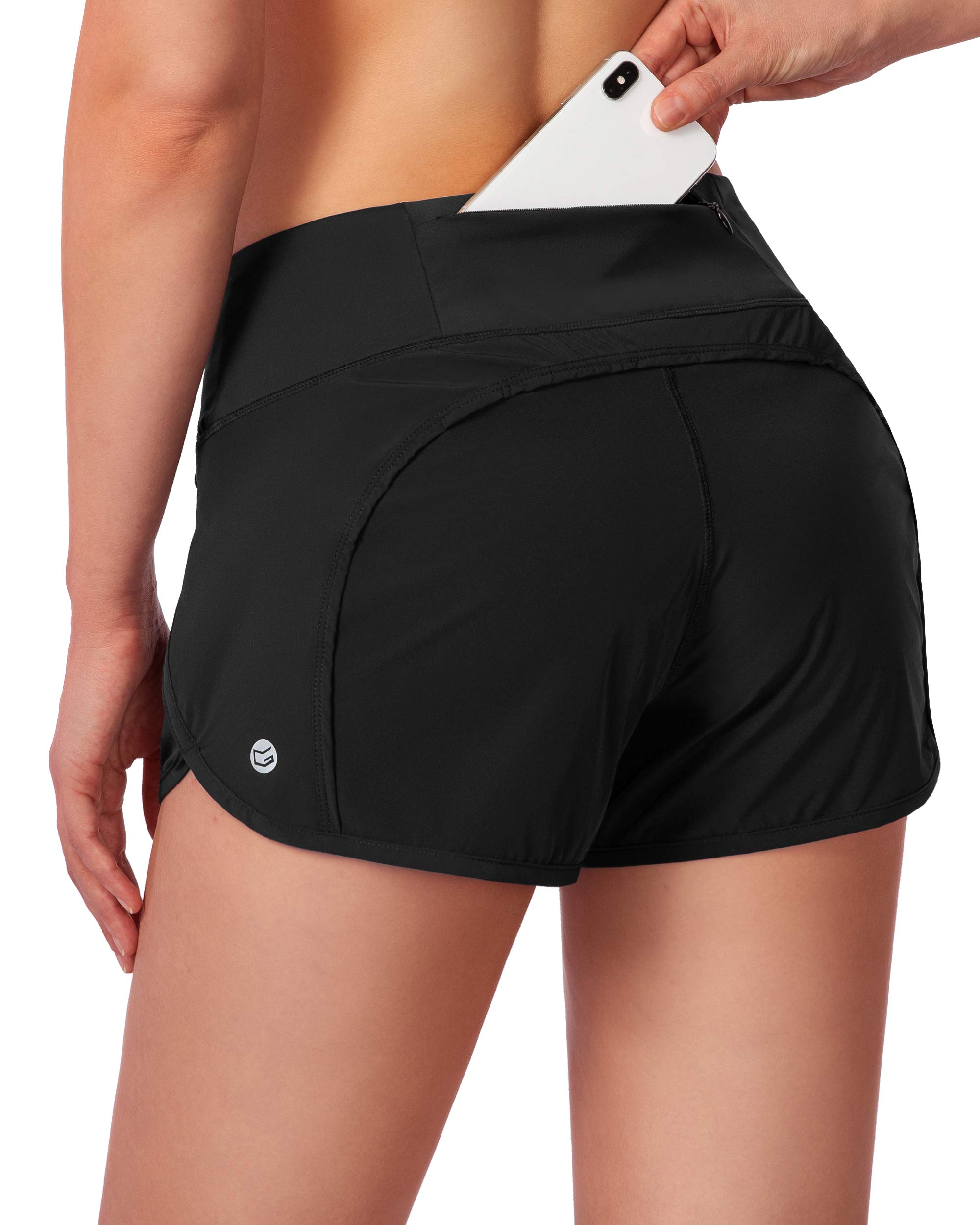 G Gradual Women's Running Shorts with Mesh Liner 3" Workout Athletic Shorts for Women with Phone Pockets(Black,Small)