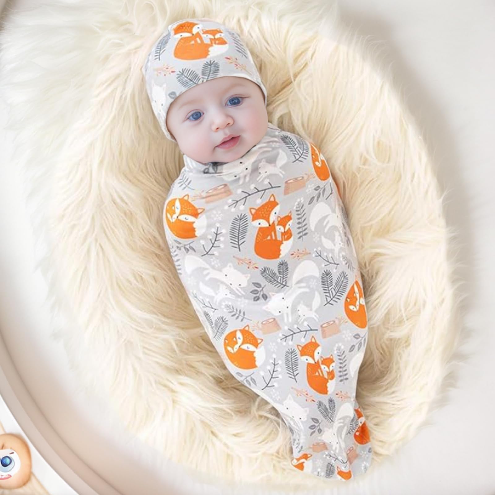 Galabloomer Newborn Swaddle Blanket with Beanie Set Baby Boy Receiving Blanket Gold Arrow