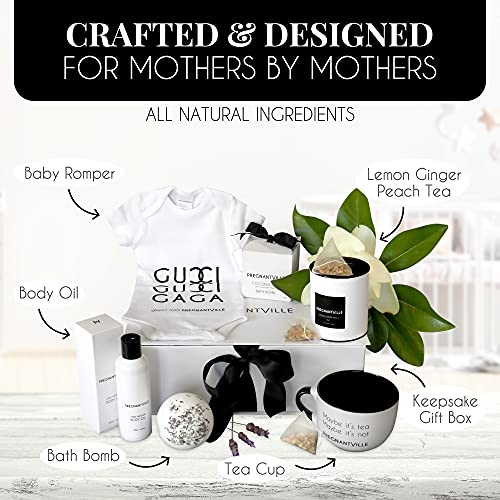 Pregnantville - Pregnancy Gifts, Pregnancy Must Haves, New Mom Essentials for Relaxing, First Time Mom Gift Idea, Pregnant Mom Gifts - Black Romper