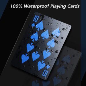 INTEGEAR 2 Decks Plastic Playing Cards, Premium Plastic Waterproof Black Playing Poker Cards Professional Luxury Deck of Cards for Adults