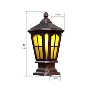 Mrdsre Outdoor Post Light Festive Lights Powered Post Base Mount Deck Light Waterproof Die-cast Aluminum Pillar Lamp E27 Landscape Yard Gate Pillar Lights for Villa Garden Porch Home Lighting