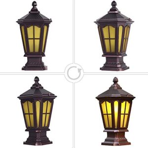 Mrdsre Outdoor Post Light Festive Lights Powered Post Base Mount Deck Light Waterproof Die-cast Aluminum Pillar Lamp E27 Landscape Yard Gate Pillar Lights for Villa Garden Porch Home Lighting