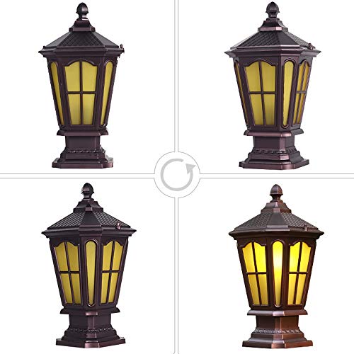 Mrdsre Outdoor Post Light Festive Lights Powered Post Base Mount Deck Light Waterproof Die-cast Aluminum Pillar Lamp E27 Landscape Yard Gate Pillar Lights for Villa Garden Porch Home Lighting