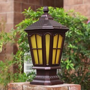 Mrdsre Outdoor Post Light Festive Lights Powered Post Base Mount Deck Light Waterproof Die-cast Aluminum Pillar Lamp E27 Landscape Yard Gate Pillar Lights for Villa Garden Porch Home Lighting