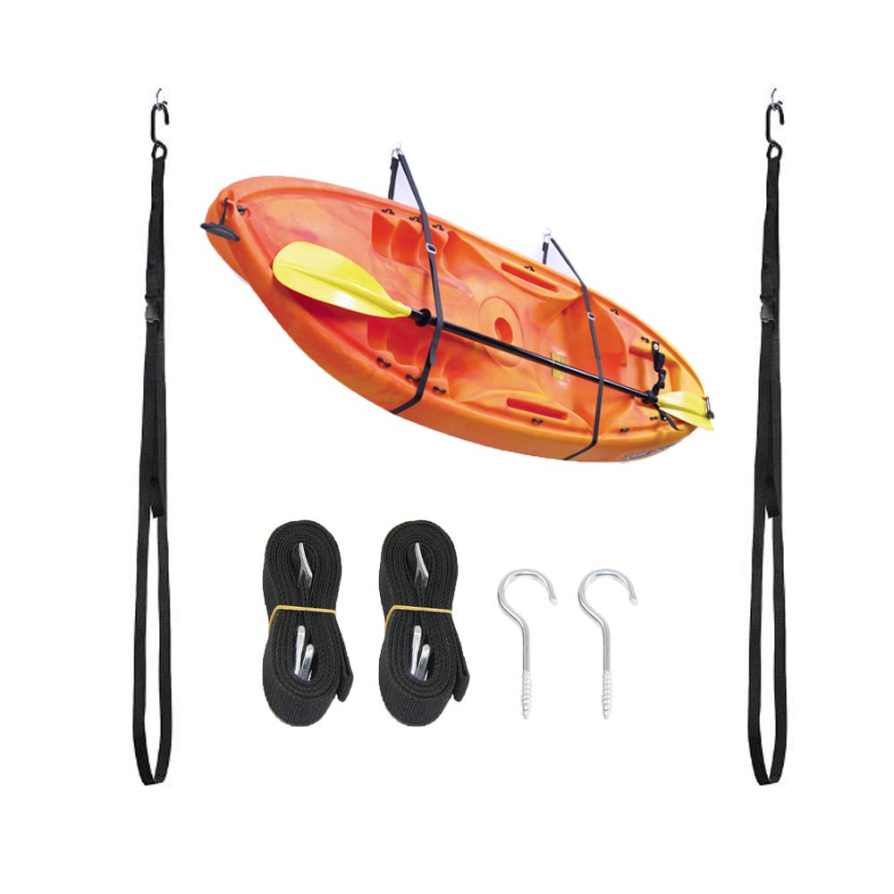 JD104 Wall Hangers 100IBS Capacity Kayak Storage for Paddle Board,Surfbard,Longboards Indoor Kayak Storage Straps System for Garage or Shed,Black