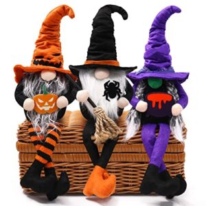 ciyvolyeen halloween dangle leg gnomes decorations shelf sitters handmade halloween decor tomte swedish gnome nisse scandinavian gnomes plush elf dwarf home household ornaments set of 3