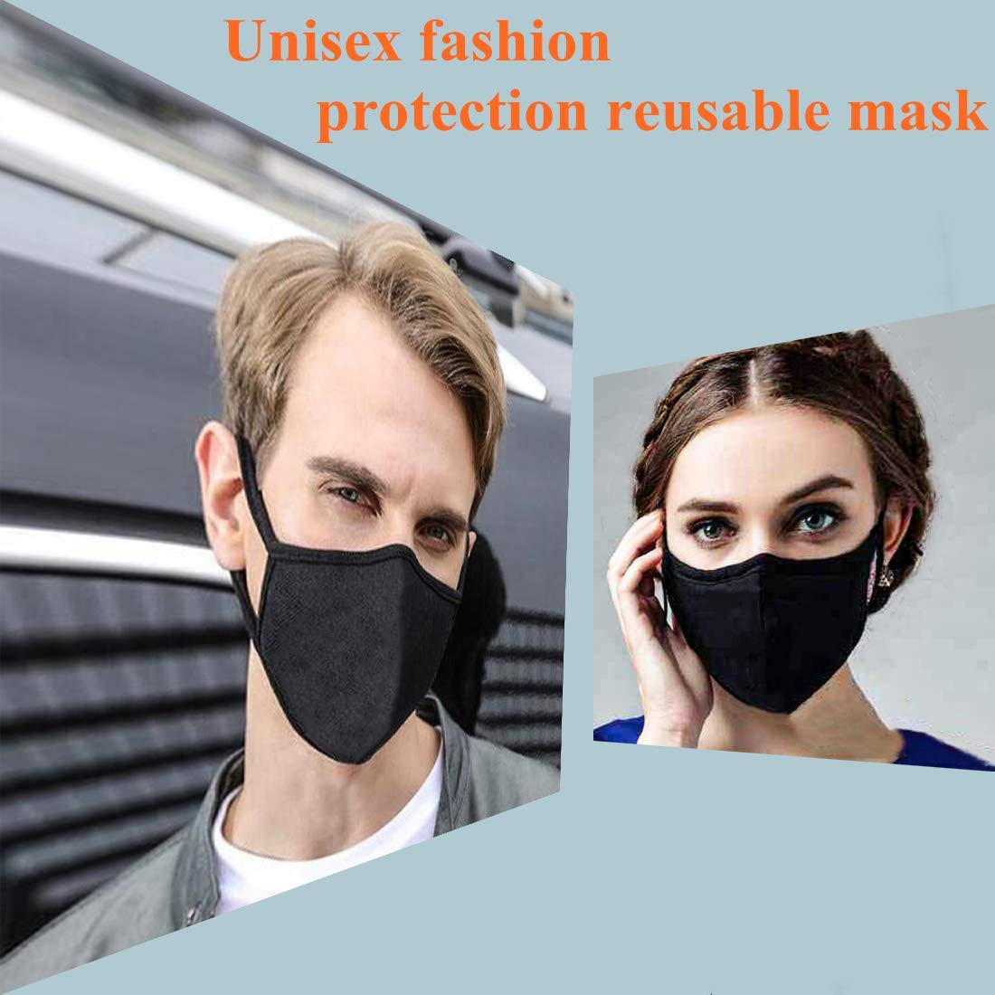 Fashion Protective, Unisex Black Dust Cotton Facial & Mouth Covering, Washable, Reusable Cotton Fabric for Cycling Travel Outdoors (12-Pack Black) …