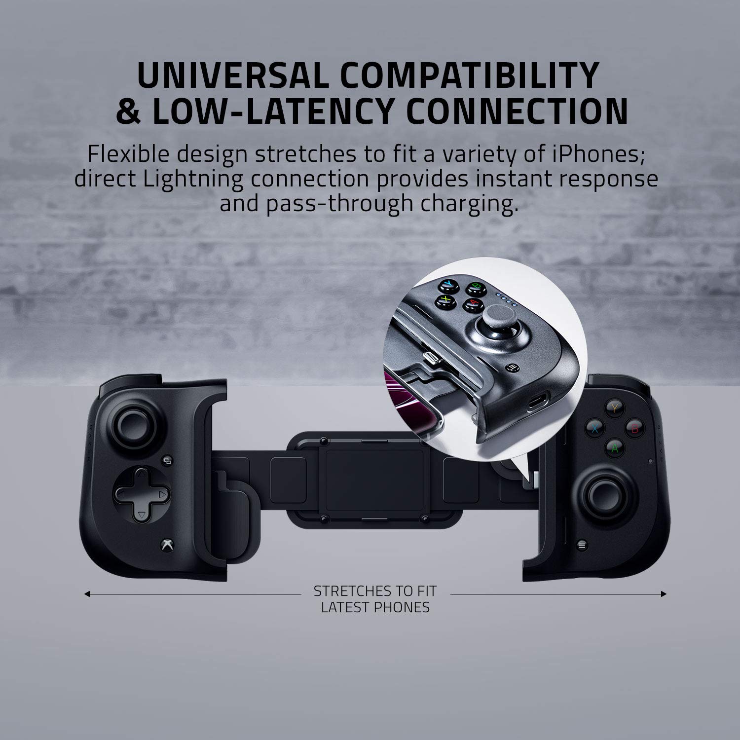 Razer Kishi Mobile Game Controller/Gamepad for iPhone iOS: Works with most iPhones – X, 11, 12, 13, 13 Max - Apple Arcade, Amazon Luna, Google Stadia - Lightning Port Passthrough - MFi Certified