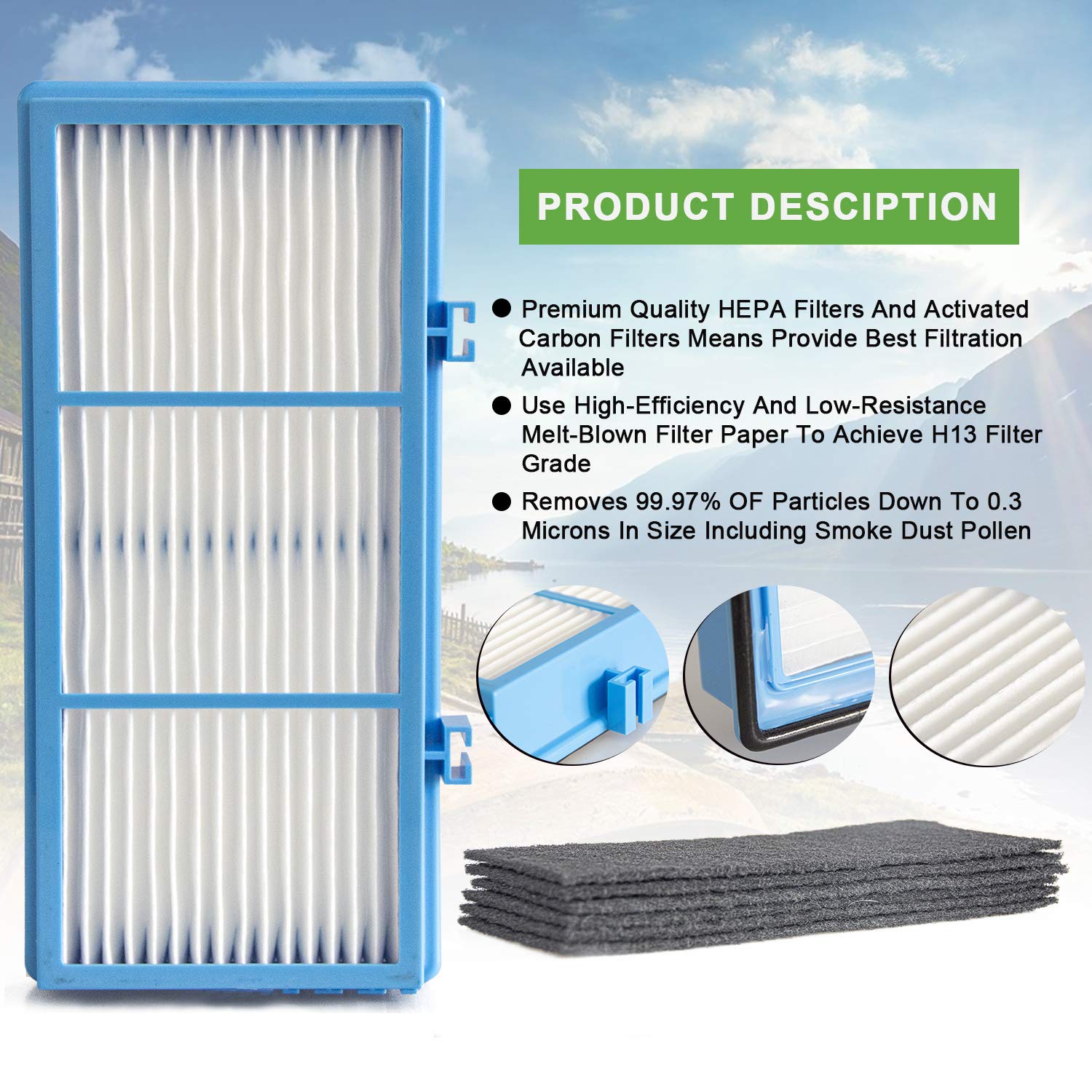 True Filter Replacement for Holmes Aer1 Series Total Air Filter, Replacement Parts # HAPF300AH-U4R, HAP242-NUC (4 HEPA True Filter Replacement + 8 Booster Pre Filter)