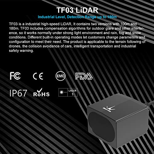 youyeetoo TF03-100 Long Range Lidar Sensor, 100m(328ft) Distance Measurement IP67 100Klux Rangefinder, for Industry, Rail Transit, Intelligent Parking Detection