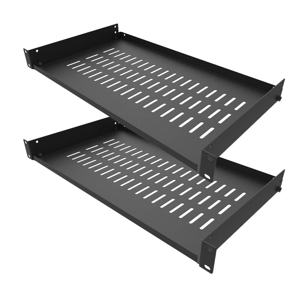 Jingchengmei 2 Pack of 1U Disassembled Vented Cantilever Server Rack Mount Shelf 10" (254mm) Deep for 19" Network Cabinet or Equipment Rack (10V2PC)