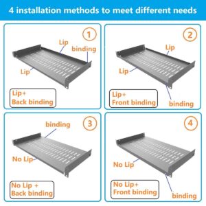 Jingchengmei 2 Pack of 1U Disassembled Vented Cantilever Server Rack Mount Shelf 10" (254mm) Deep for 19" Network Cabinet or Equipment Rack (10V2PC)