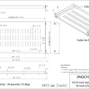 Jingchengmei 2 Pack of 1U Disassembled Vented Cantilever Server Rack Mount Shelf 10" (254mm) Deep for 19" Network Cabinet or Equipment Rack (10V2PC)