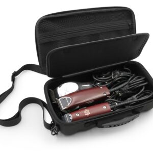 CASEMATIX Hair Clipper Barber Case Holds Three Electric Clippers, Hair Buzzers, Trimmers, T Finisher Liner - Travel Case for Clippers, Stylist and Hair Cutting Supplies