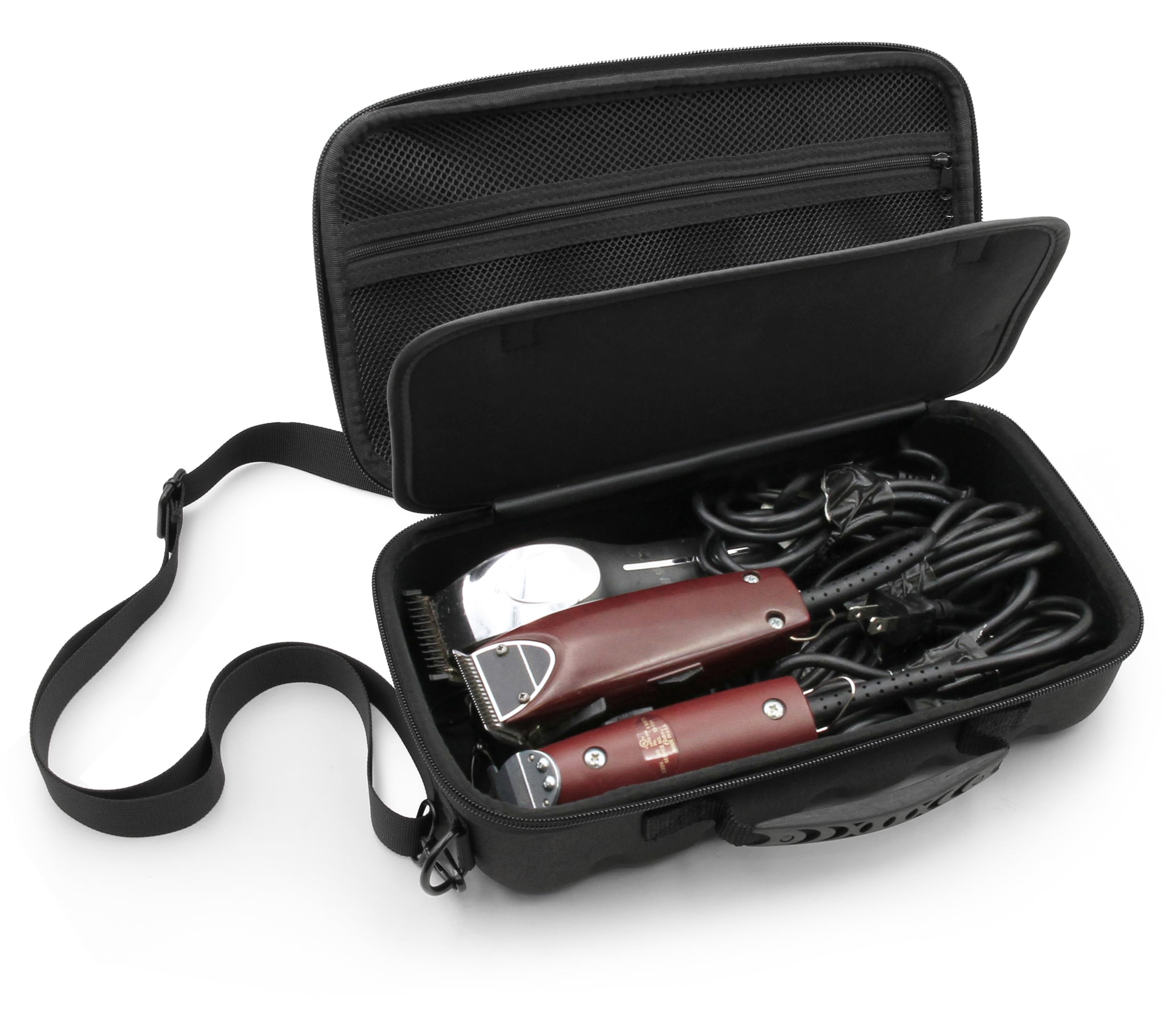 CASEMATIX Hair Clipper Barber Case Holds Three Electric Clippers, Hair Buzzers, Trimmers, T Finisher Liner - Travel Case for Clippers, Stylist and Hair Cutting Supplies