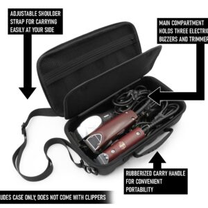 CASEMATIX Hair Clipper Barber Case Holds Three Electric Clippers, Hair Buzzers, Trimmers, T Finisher Liner - Travel Case for Clippers, Stylist and Hair Cutting Supplies