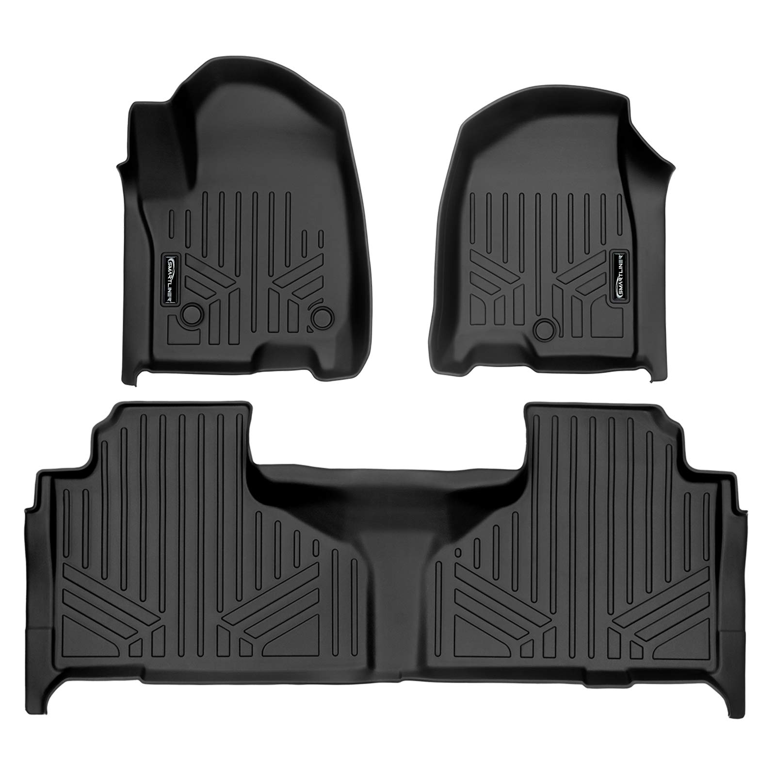 SMARTLINER Custom Fit Floor Mats 2 Row Liner Set Compatible with 2021-2023 Tahoe/Suburban/Yukon & XL with 2nd Row Bench Seat