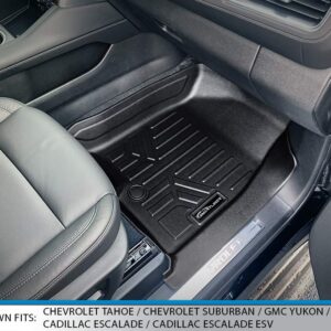 SMARTLINER Custom Fit Floor Mats 2 Row Liner Set Compatible with 2021-2023 Tahoe/Suburban/Yukon & XL with 2nd Row Bench Seat