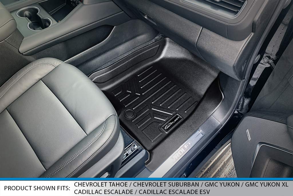 SMARTLINER Custom Fit Floor Mats 2 Row Liner Set Compatible with 2021-2023 Tahoe/Suburban/Yukon & XL with 2nd Row Bench Seat