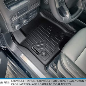 SMARTLINER Custom Fit Floor Mats 2 Row Liner Set Compatible with 2021-2023 Tahoe/Suburban/Yukon & XL with 2nd Row Bench Seat