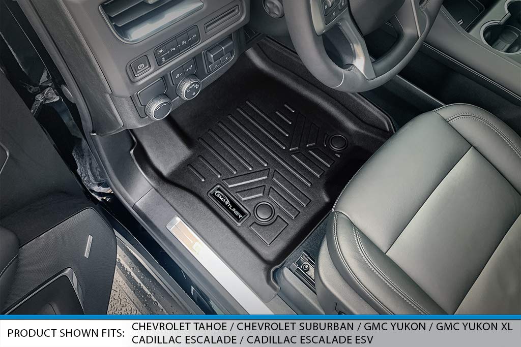 SMARTLINER Custom Fit Floor Mats 2 Row Liner Set Compatible with 2021-2023 Tahoe/Suburban/Yukon & XL with 2nd Row Bench Seat