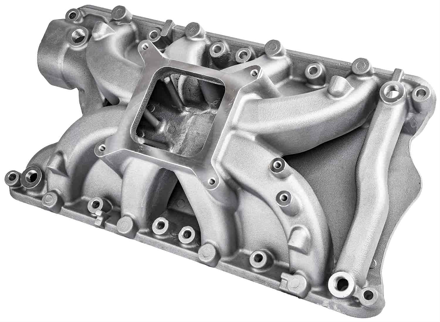 JEGS Intake Manifold for 1969-1996 Small Block Ford 351 Windsor - Hi-Rise, Single Plane, Open Plenum - Square Bore 4150/4160 Flange - 5.68” Carb Pad Height - 3500-8000 RPM