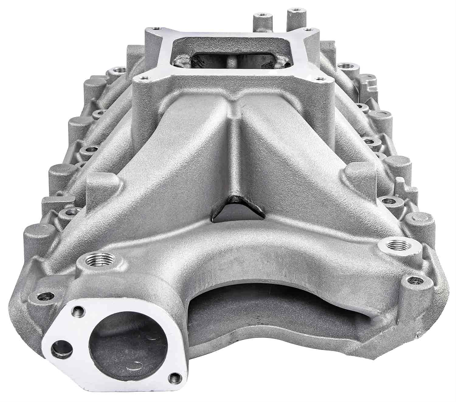 JEGS Intake Manifold for 1969-1996 Small Block Ford 351 Windsor - Hi-Rise, Single Plane, Open Plenum - Square Bore 4150/4160 Flange - 5.68” Carb Pad Height - 3500-8000 RPM