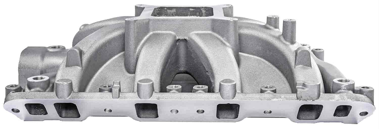 JEGS Intake Manifold for 1969-1996 Small Block Ford 351 Windsor - Hi-Rise, Single Plane, Open Plenum - Square Bore 4150/4160 Flange - 5.68” Carb Pad Height - 3500-8000 RPM