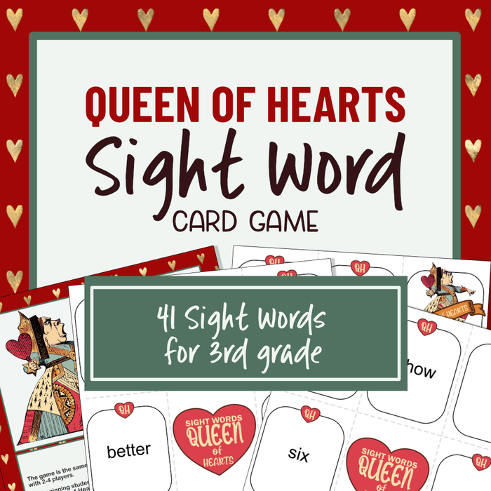 Queen of Hearts Sight Word Card Game