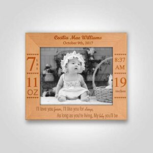 Personalized Baby Picture Frame | Custom Engraved & Adler Wood Frame Horizontal | Wall Picture Frame Customizable (Horizontal) |Engraved Custom Picture Frame (5"x7",4”x6”) | Perfect for Baby Gifts