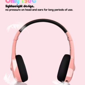 Pink Gaming Headset for Girl, Women, Kids, Teens,Stereo Headphones for PC, PS4, New Xbox One, Smartphones 3.5mm Jack wired kid headset with Detachable Mic,Adjustable Headband, Foldable. (Pink)