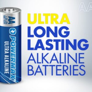 Powermax 100-Count AA Batteries, Ultra Long Lasting Alkaline Battery, 10-Year Shelf Life, Reclosable Packaging