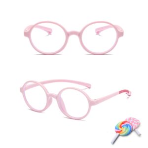 ubuji kids blue light blocking glasses - anti bluelight glasses for kids age 3-12, non prescription blue light gaming glasses for kids girls boys - pink