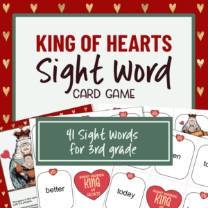 king of hearts sight word card game