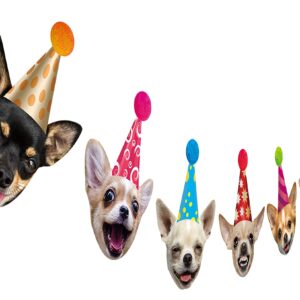 Chihuahua Dog Birthday Garland, Funny Chichi Portraits Party Decor, Dog Face Bunting Banner