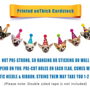 Chihuahua Dog Birthday Garland, Funny Chichi Portraits Party Decor, Dog Face Bunting Banner